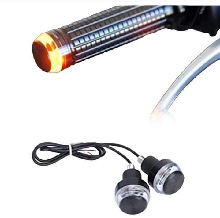 2Pcs Dual Color Handlebar End Turn Signal Indicators | Motorcycle Grip ...