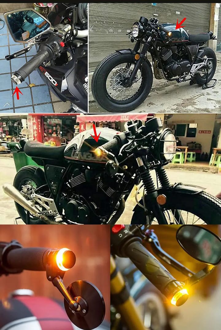 2Pcs Dual Color Handlebar End Turn Signal Indicators | Motorcycle Grip ...